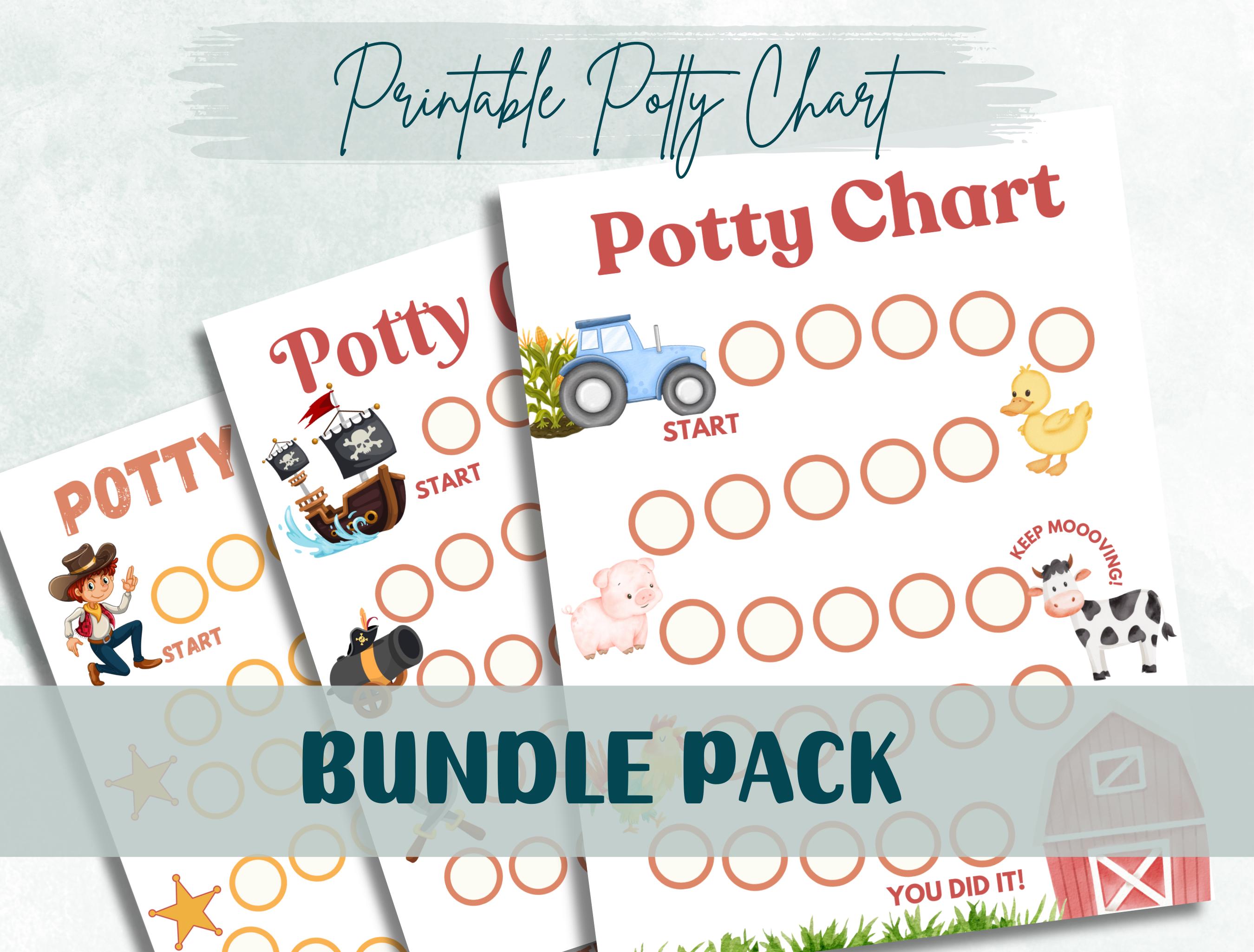 3 Pack Potty Chart Set, Reward Chart, Printable Potty Chart, Digital ...