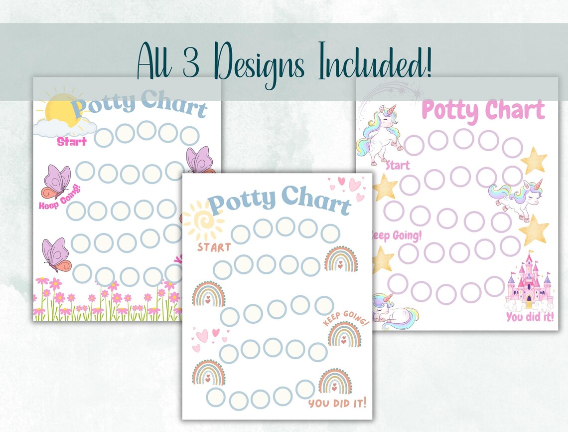 3 Pack Potty Chart Set, Reward Chart, Printable Potty Chart, Digital ...