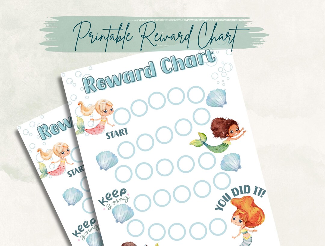Mermaid Reward Chart for Kids, Printable Reward Chart, Behavior Chart ...