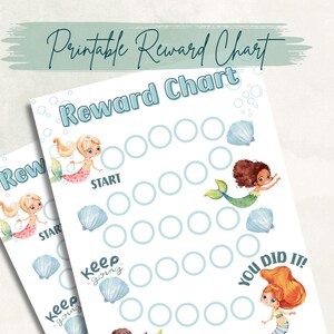 Mermaid Reward Chart for Kids, Printable Reward Chart, Behavior Chart ...