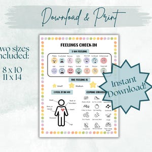 Emotions Check-in Worksheet, Feelings Check-in, Printable Emotions ...