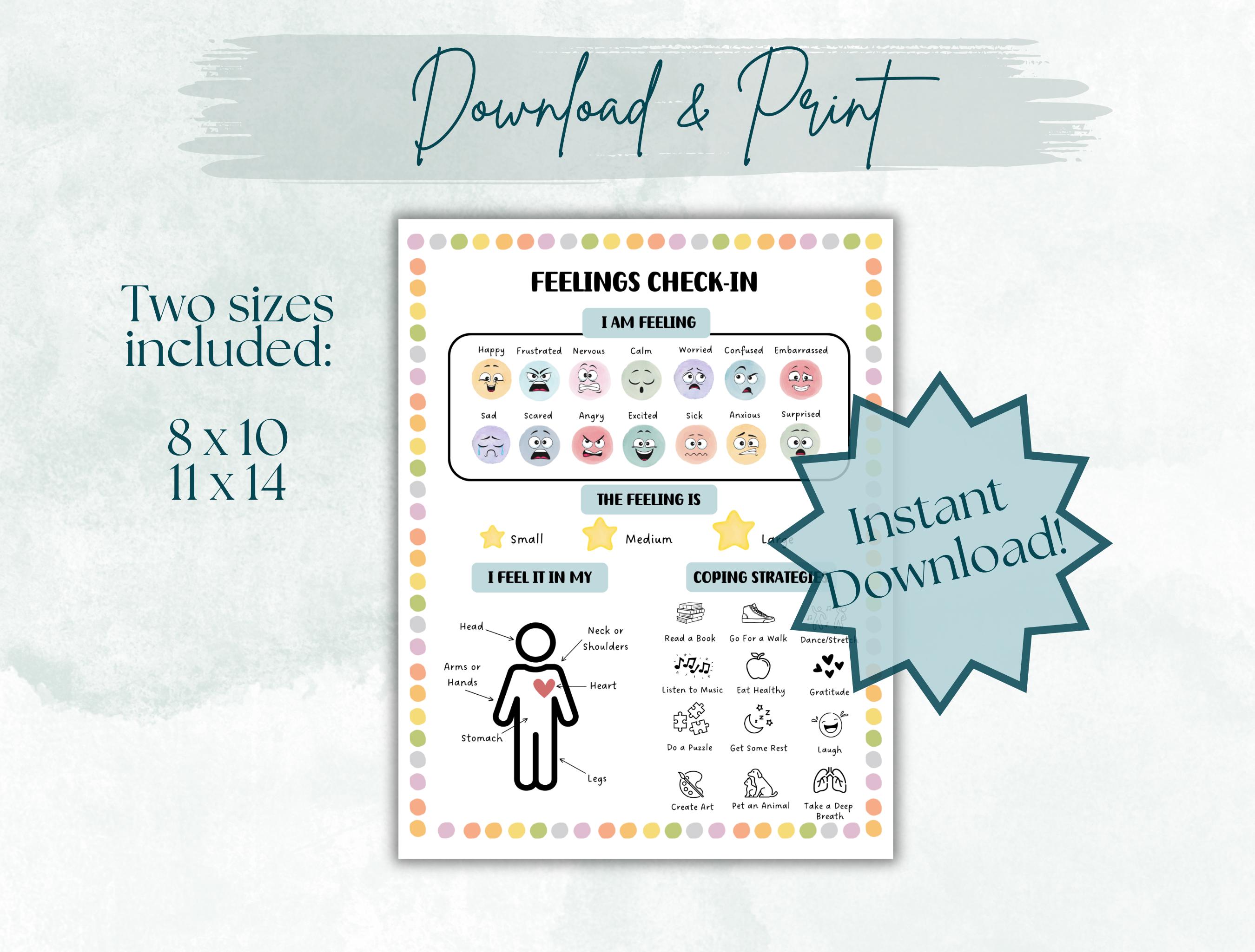Emotions Check-in Worksheet, Feelings Check-in, Printable Emotions ...