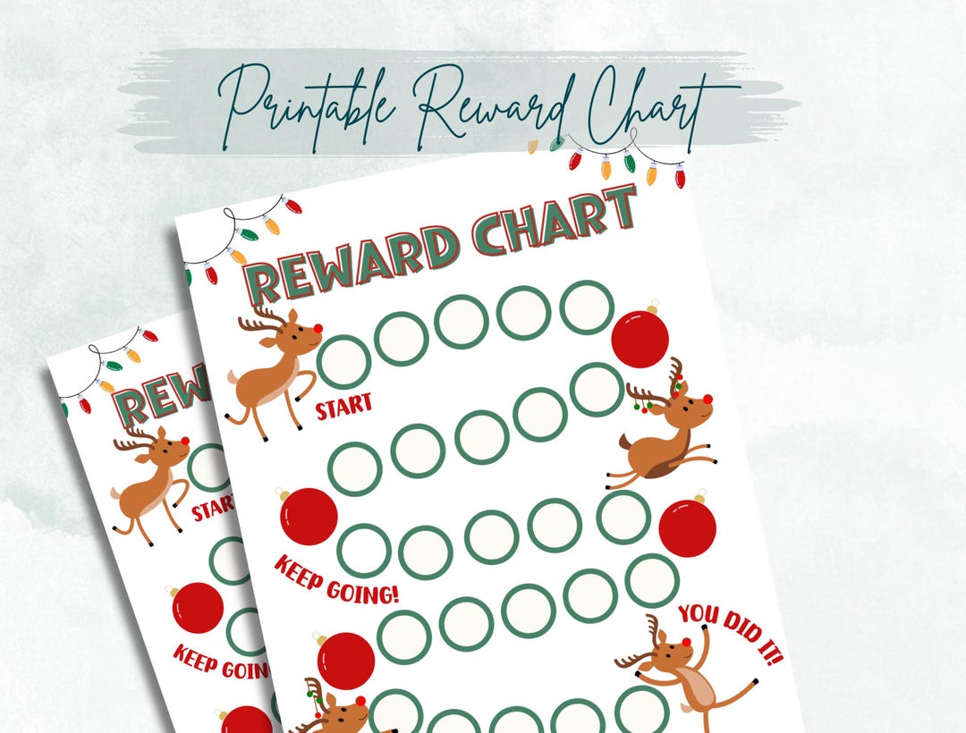 Reindeer Christmas Reward Chart, Kids Behavior Tracker (digital ...