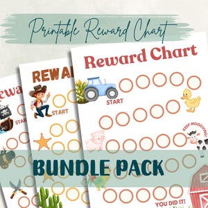 3 Pack Reward Chart Set for Kids, Printable Reward Chart, You Can Do It ...