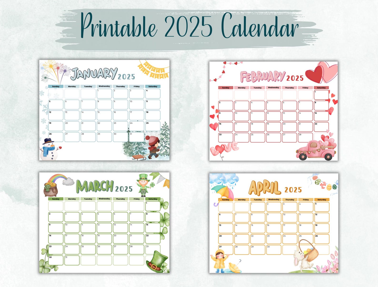 2025 Printable Calendar for Kids, Children's Calendars, Homeschool ...