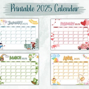 2025 Printable Calendar for Kids, Children's Calendars, Homeschool ...