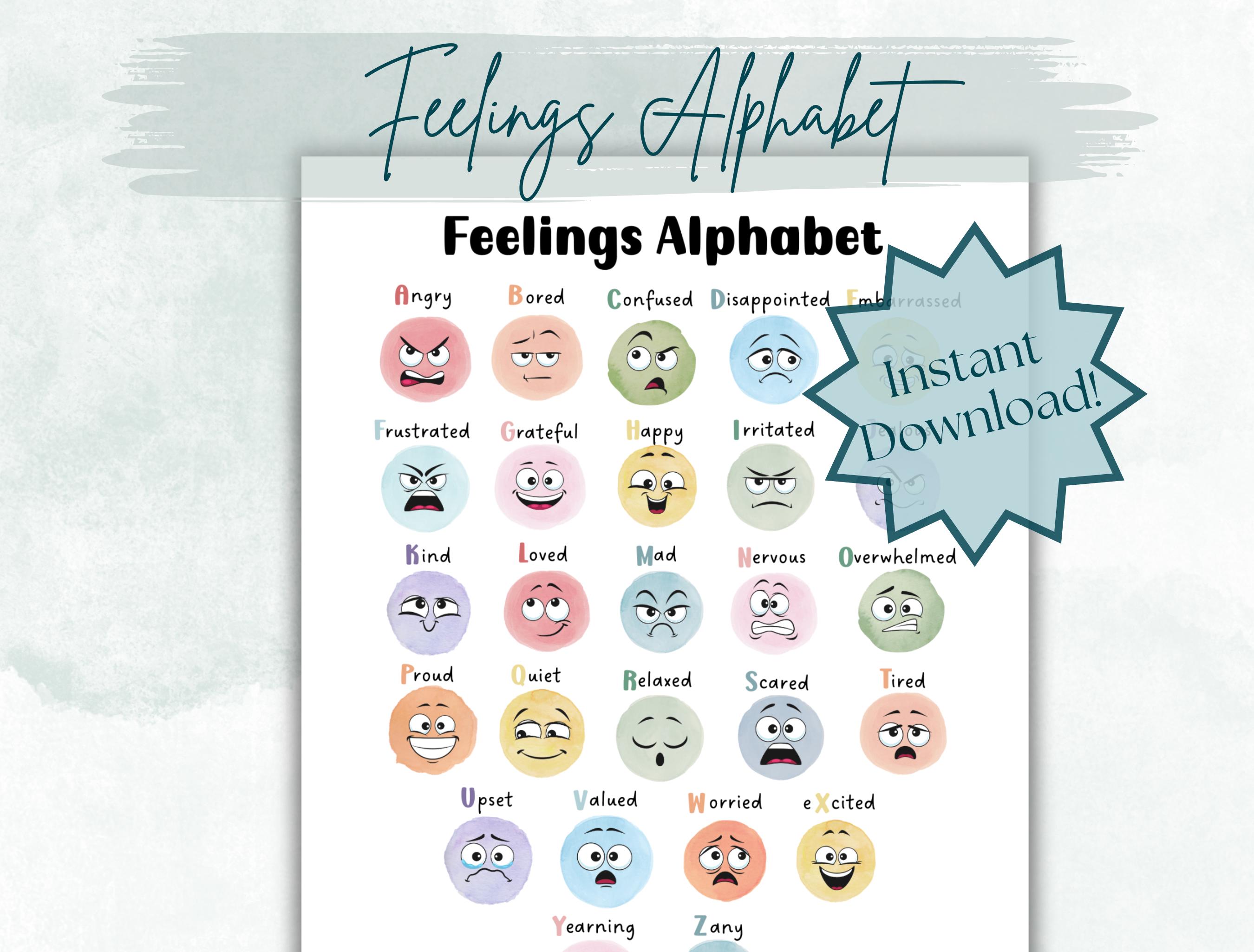 Feelings Alphabet Poster, Classroom Emotions Art (digital Download) - Etsy