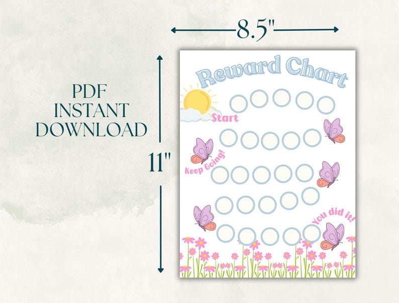 Butterfly Reward Chart for Kids, Positive Reinforcement (digital ...