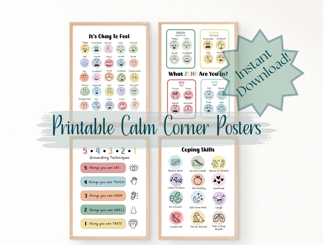 Calm Corner Emotions Chart Posters, Playroom Wall Art (digital Download ...
