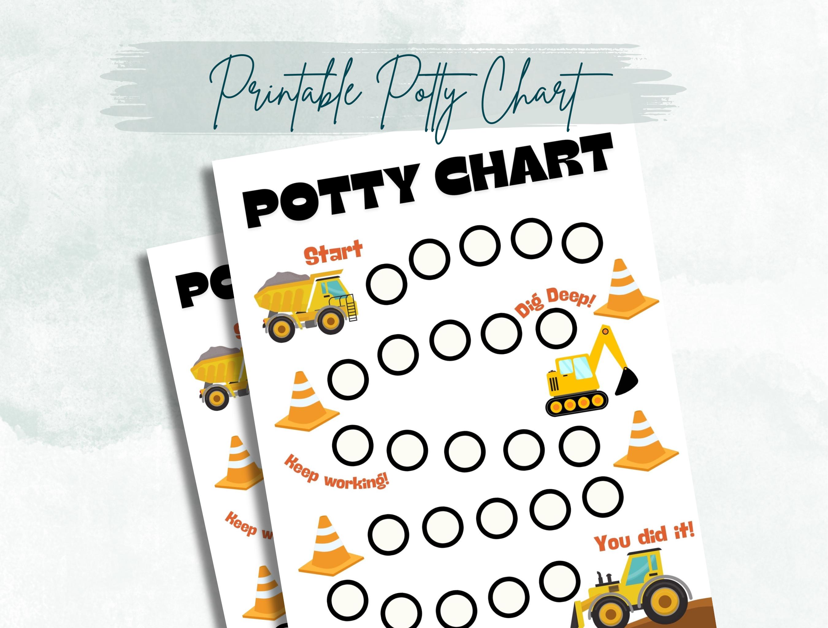 Construction Potty Chart, Potty Training Chart, Sticker Chart, Potty ...