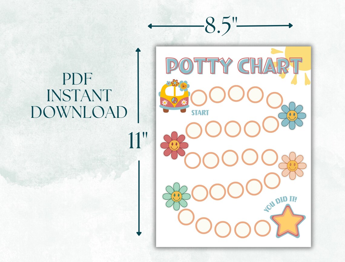 Groovy Potty Chart, Reward Chart, Printable Potty Chart, Digital Potty ...