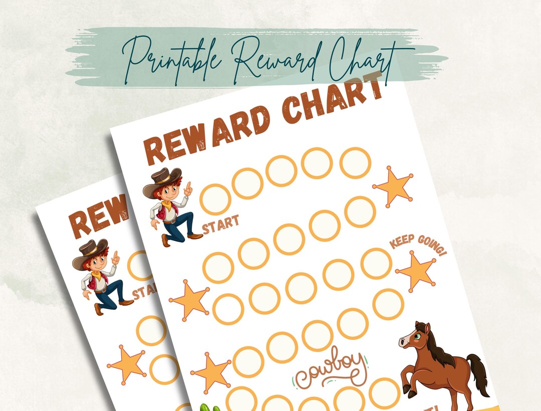 Cowboy Reward Chart for Kids, Printable Reward Chart, You Can Do It ...