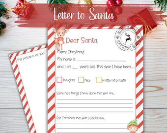 Letter to Santa, Kids Letter to Santa, Printable Letter to Santa, Kids ...
