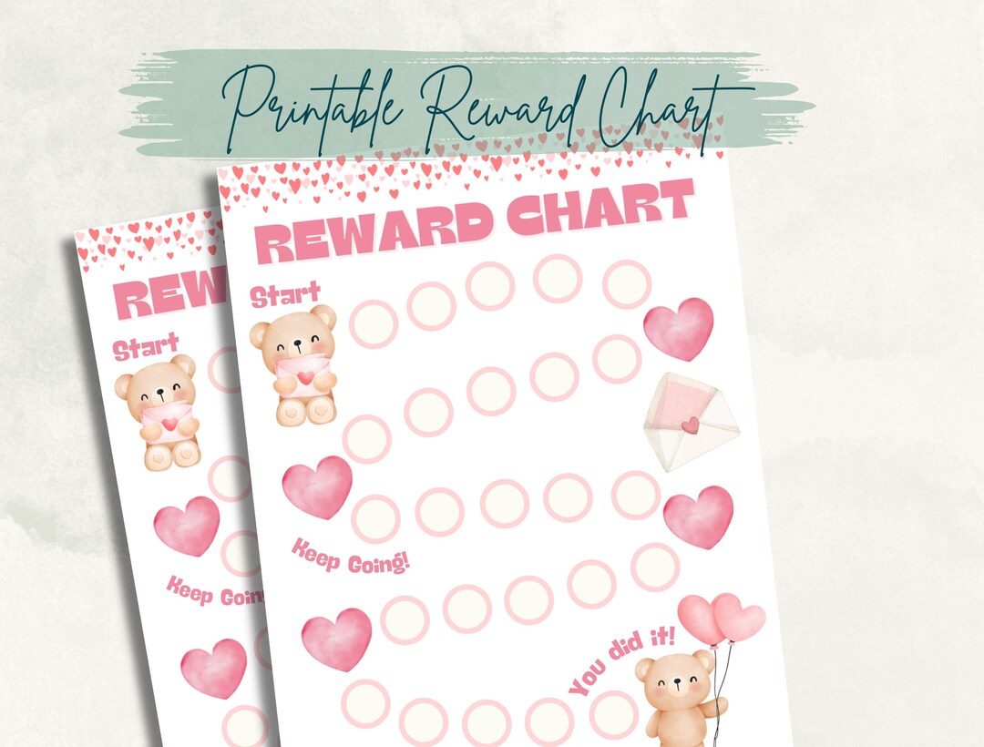 Valentine Reward Chart for Kids, Printable Reward Chart, Behaviour ...