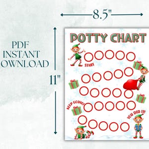 Elves Potty Chart, Christmas Reward Chart, Printable Potty Chart ...
