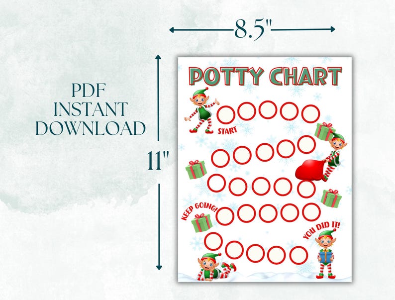 Elves Potty Chart, Christmas Reward Chart, Printable Potty Chart ...
