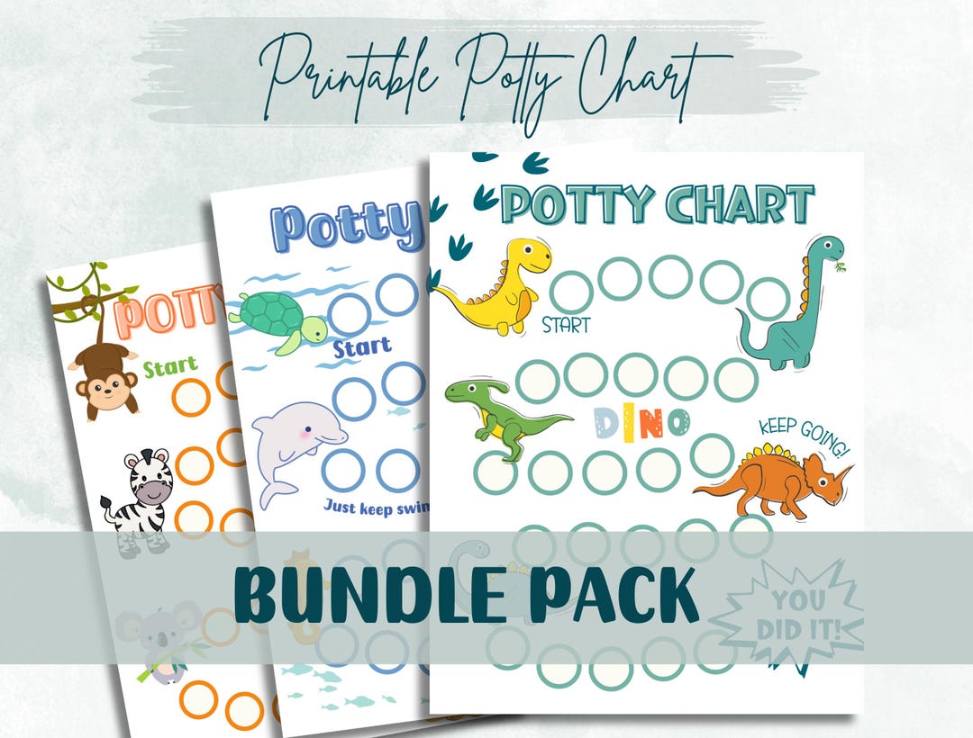 3 Pack Potty Chart Set, Reward Chart, Printable Potty Chart, Digital ...
