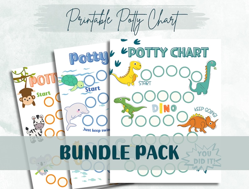 3 Pack Potty Chart Set, Reward Chart, Printable Potty Chart, Digital ...
