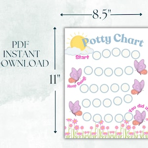 Butterfly Potty Training Chart, Reward Sticker Chart (PDF) - Etsy