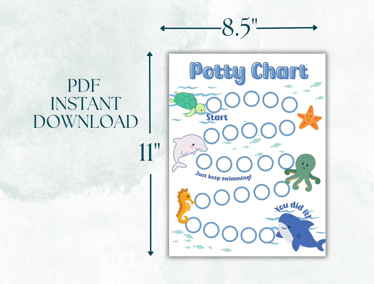 Ocean Potty Chart, Potty Training Chart, Sticker Chart, Potty Training ...