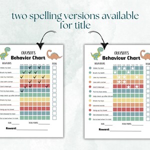 Dinosaur Behavior Chart for Kids, Printable Daily Behavior Chart, Good ...