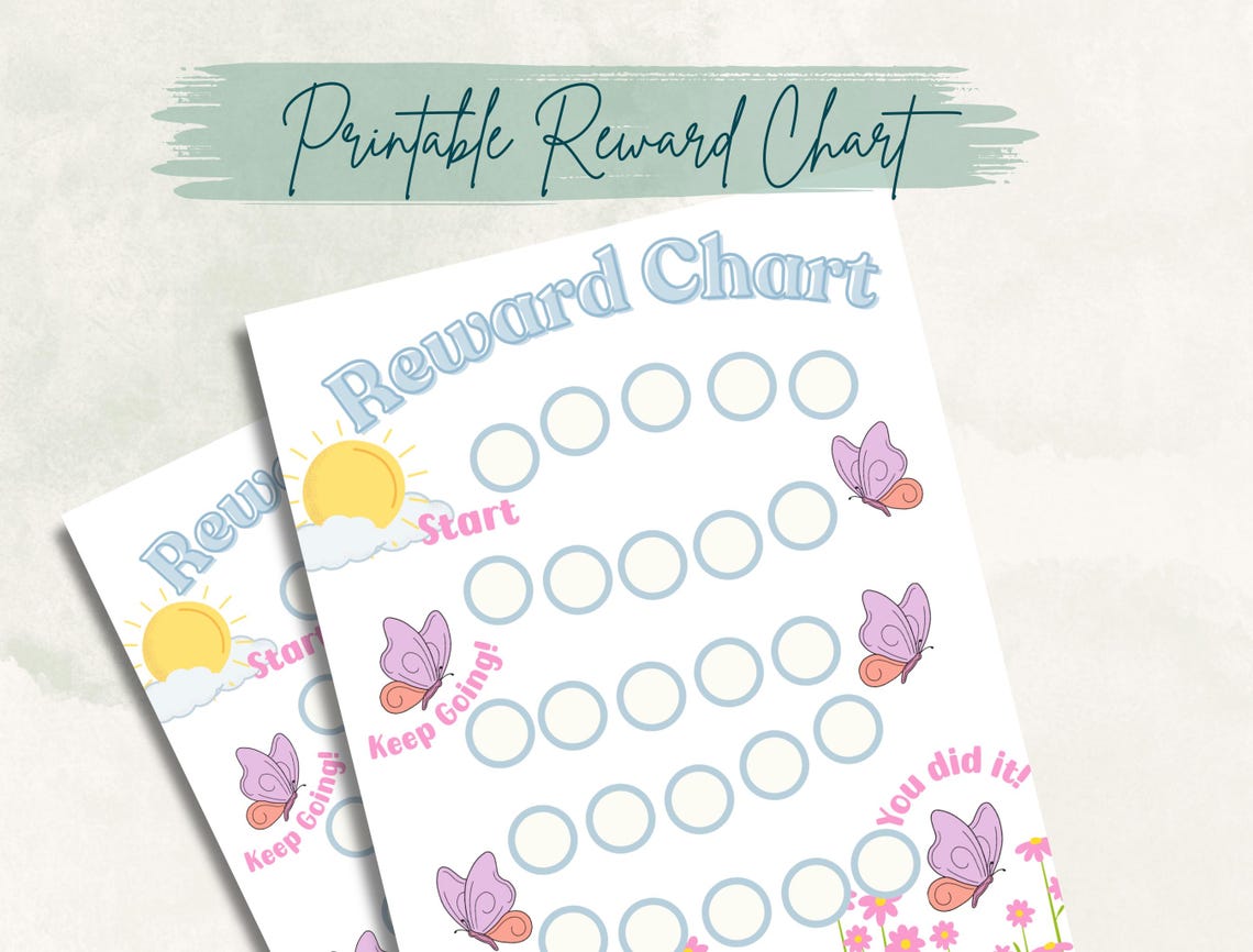 Butterfly Reward Chart for Kids, Printable Reward Chart, You Can Do It ...