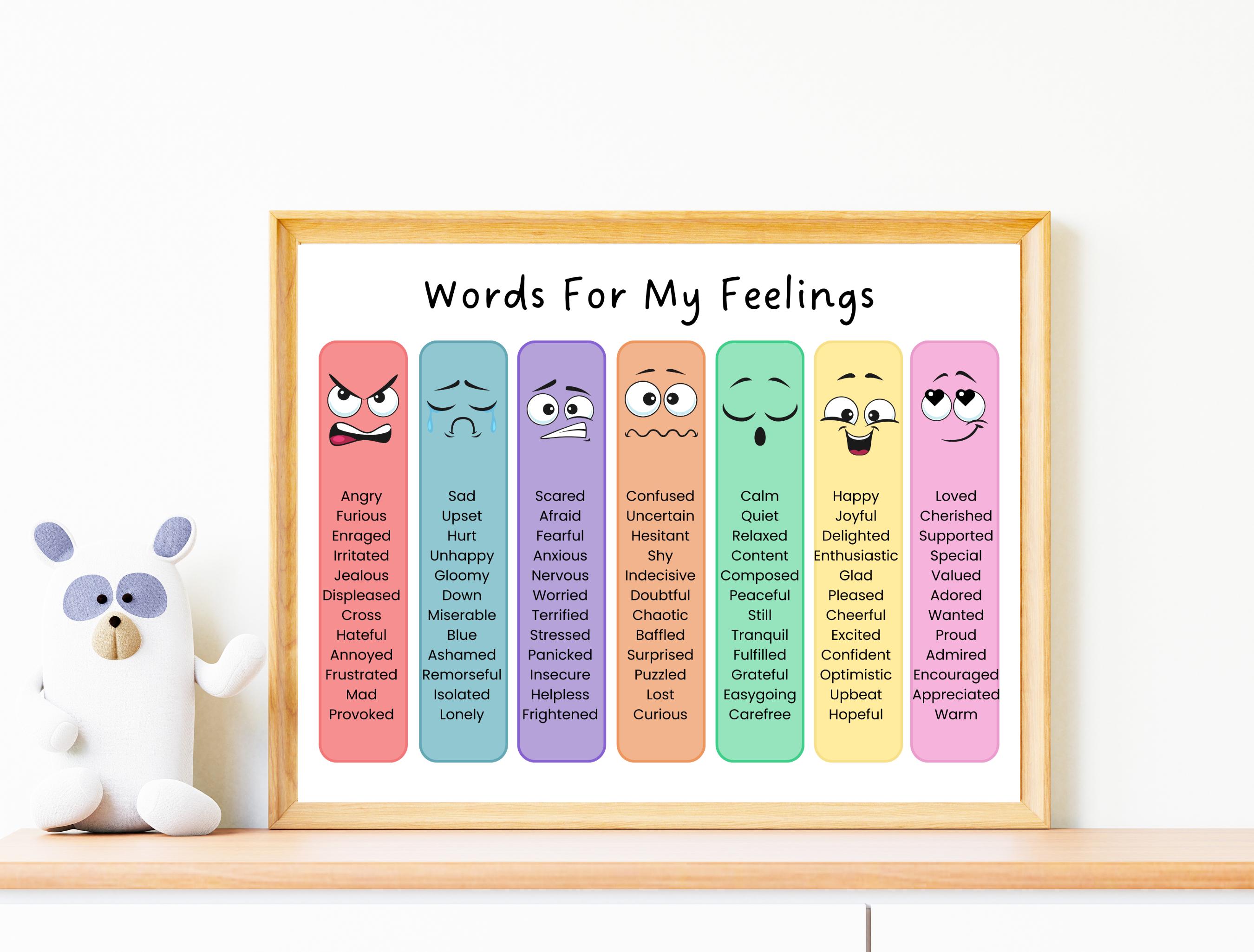 Words for My Feelings Poster & Handout, Printable Emotions Chart for ...