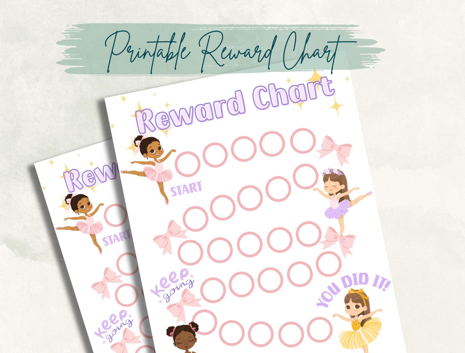 Ballerina Reward Chart for Kids, Printable Reward Chart, Behavior Chart ...