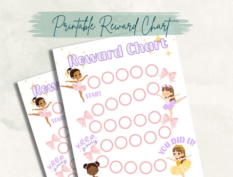 Ballerina Reward Chart for Kids, Printable Reward Chart, Behavior Chart ...