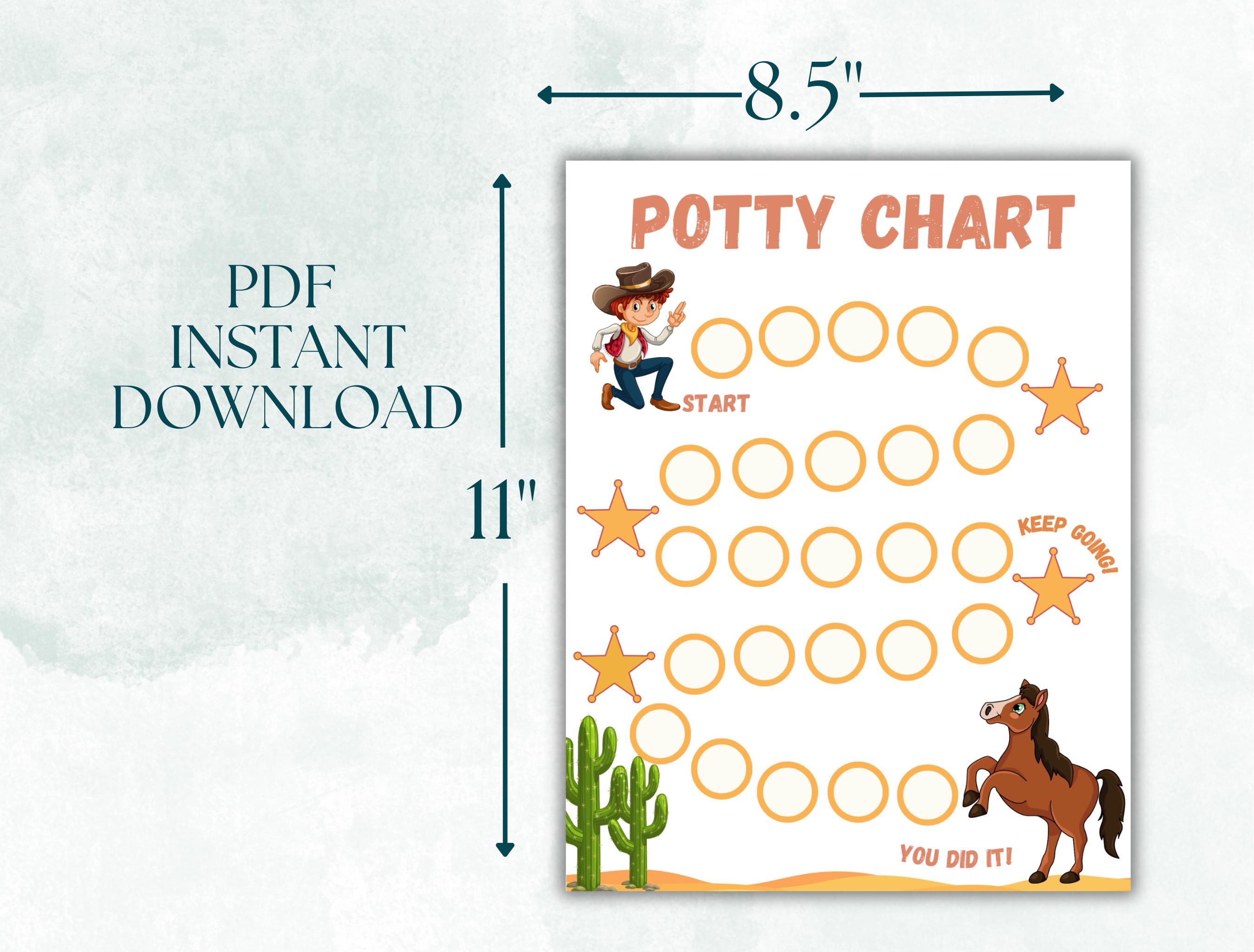 Cowboy Potty Chart, Reward Chart, Printable Potty Chart, Digital Potty ...