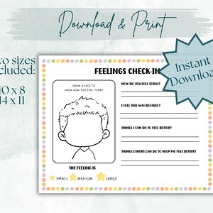 Emotions Check-in Worksheet, Feelings Chart (digital Download) - Etsy