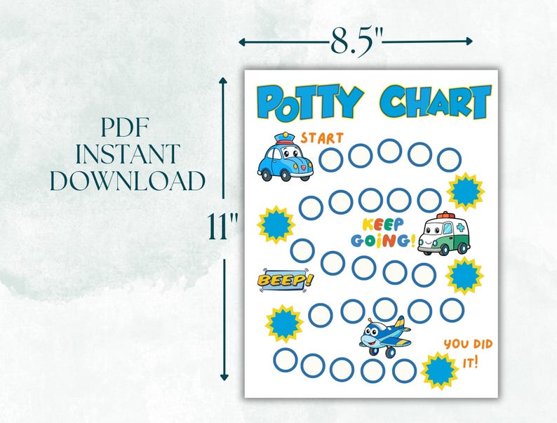 Vehicle Potty Training Chart, Kids Reward Sticker Chart (PDF) - Etsy