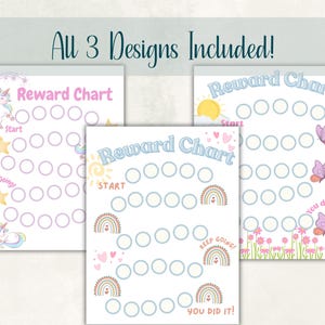 3 Pack Reward Chart Set for Kids, Printable Reward Chart, Behavior ...