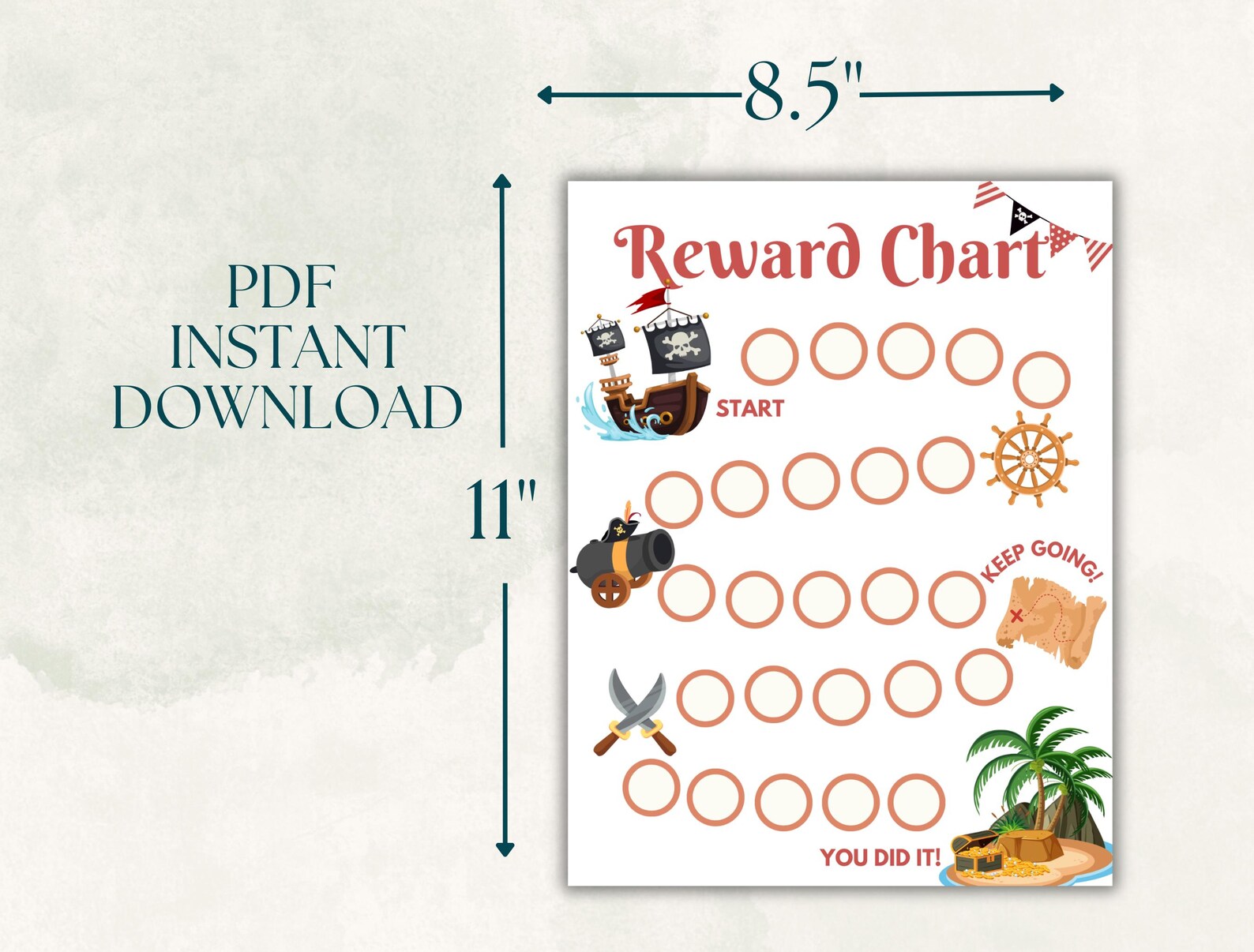 Pirate Reward Chart, Kids Chore Chart (digital Download) - Etsy