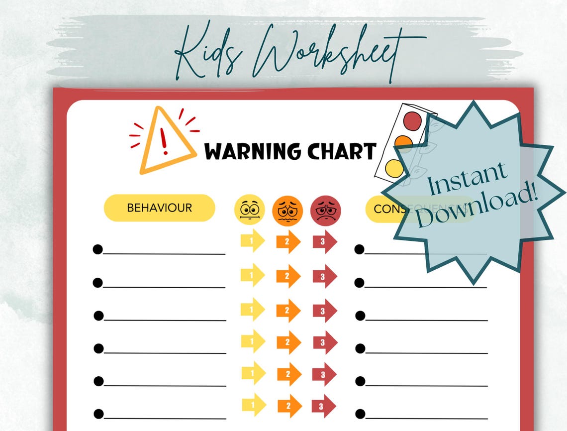 Behaviour Warning Chart, Printable Behaviour Chart, Behaviours and ...