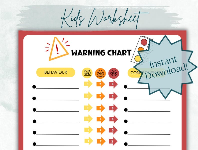 Behaviour Warning Chart, Printable Behaviour Chart, Behaviours and ...