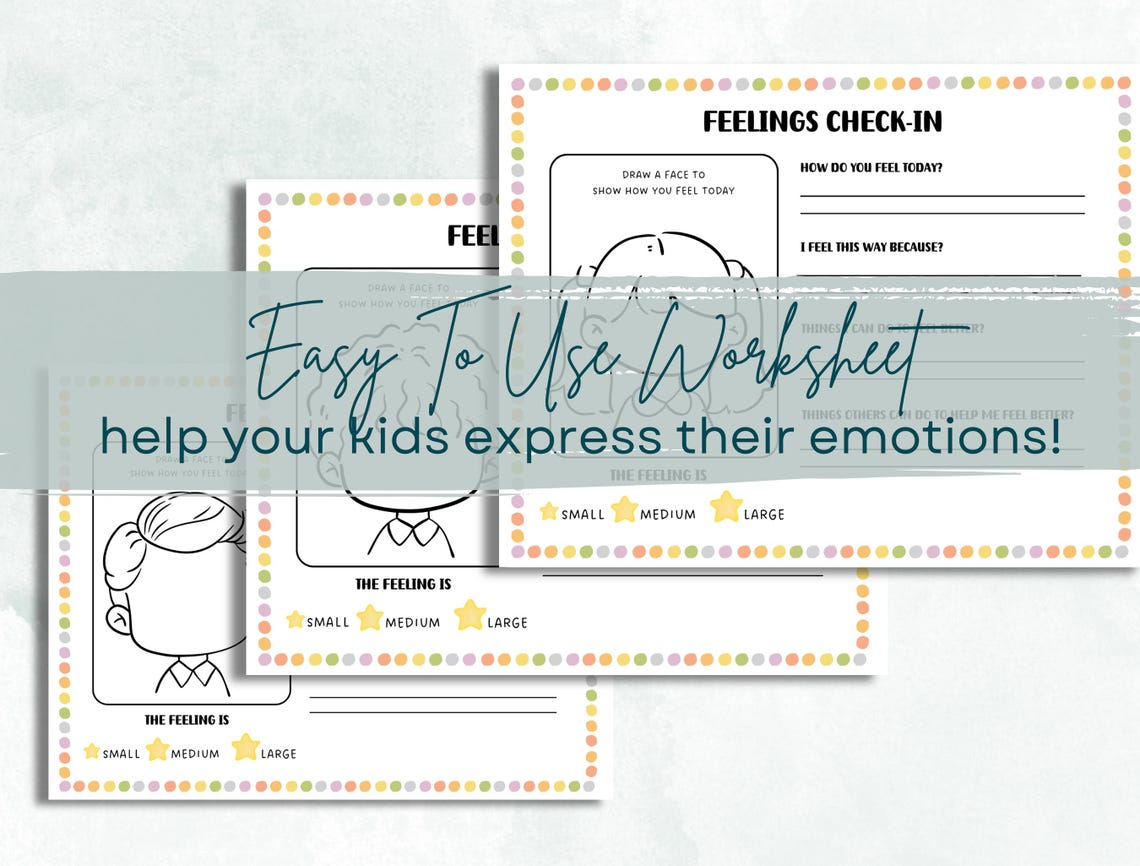 Emotions Check-in Worksheet, Feelings Chart (digital Download) - Etsy