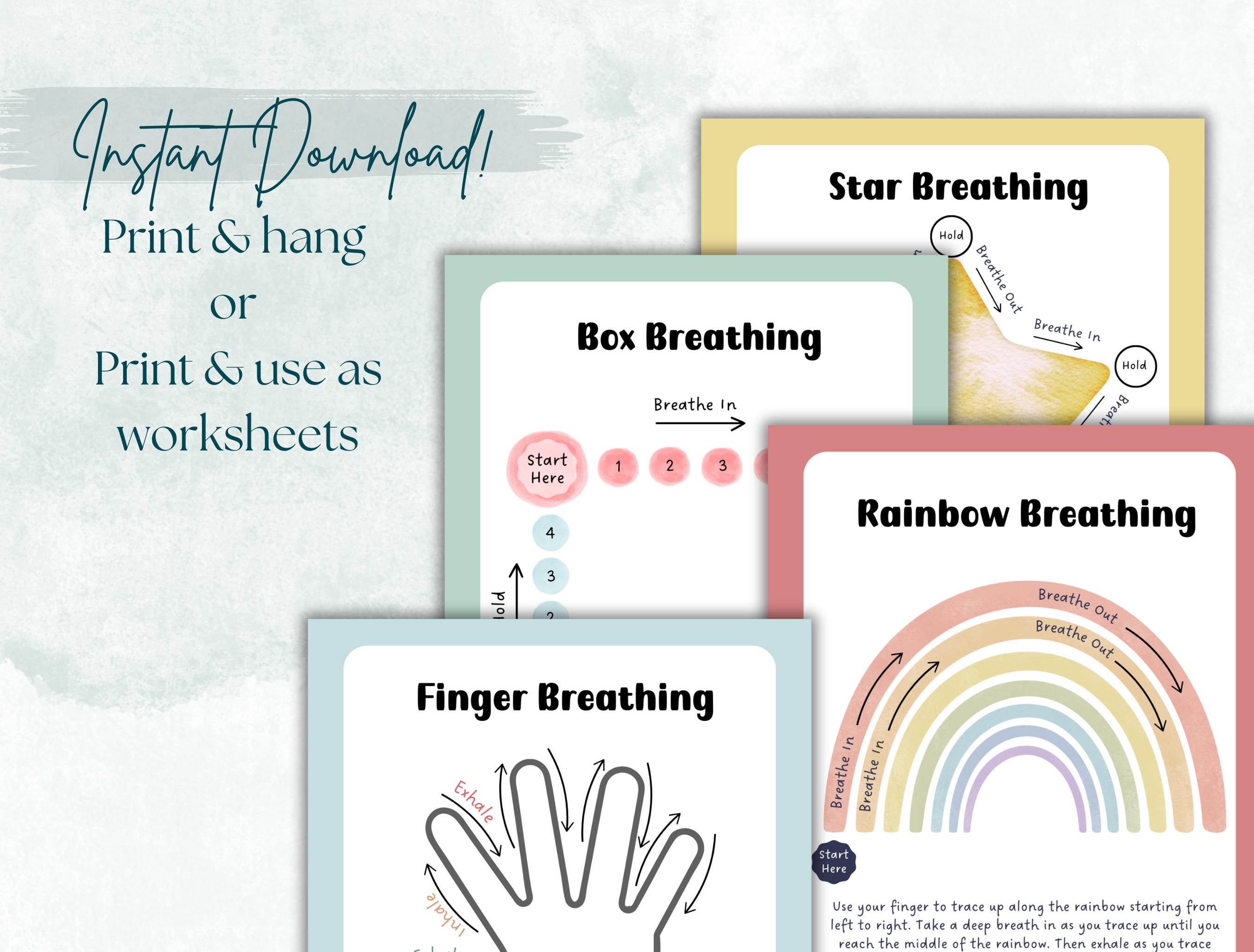 Boho Breathing Techniques Posters, Printable Calm Corner, Educational ...