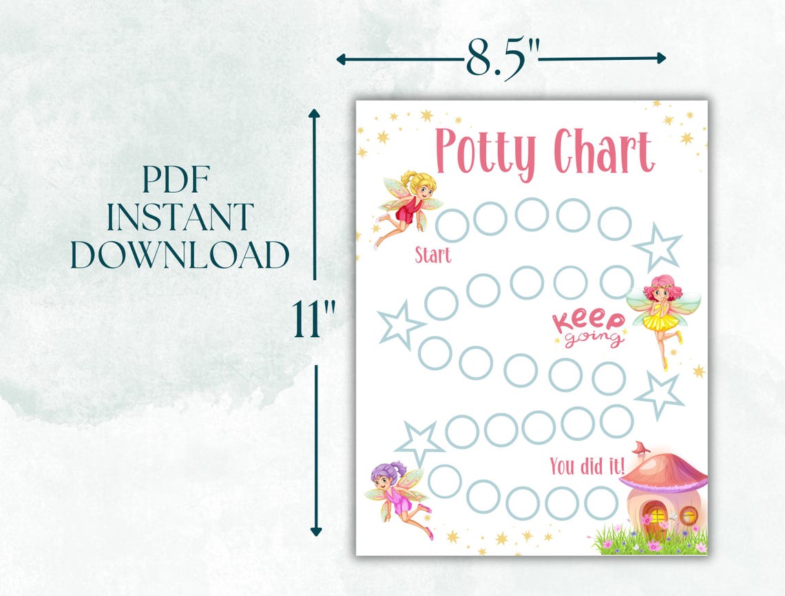 Fairy Potty Chart, Potty Training Chart, Sticker Chart, Potty Training ...