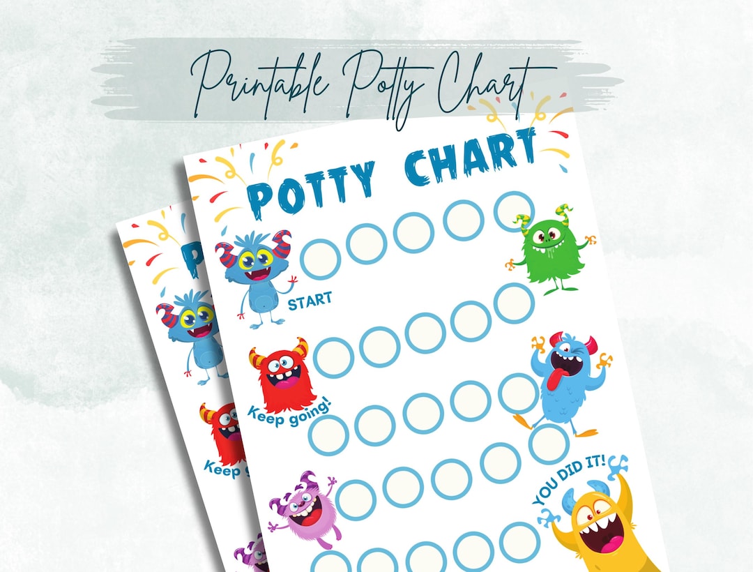 Monster Potty Chart, Reward Chart, Printable Potty Chart, Digital Potty ...