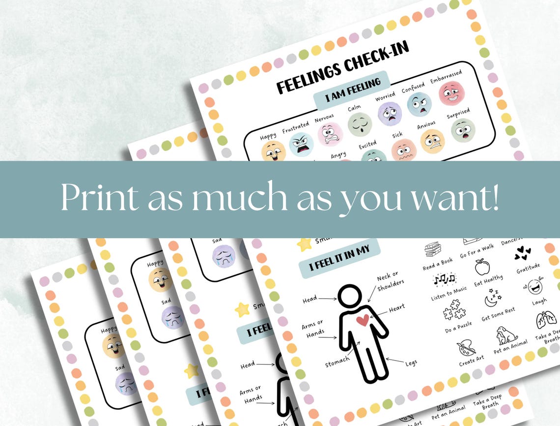 Emotions Check-in Worksheet, Feelings Check-in, Printable Emotions ...