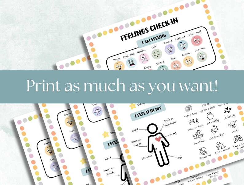 Emotions Check-in Worksheet, Feelings Check-in, Printable Emotions ...