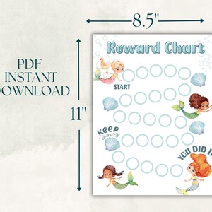 Mermaid Reward Chart for Kids, Printable Reward Chart, Behavior Chart ...