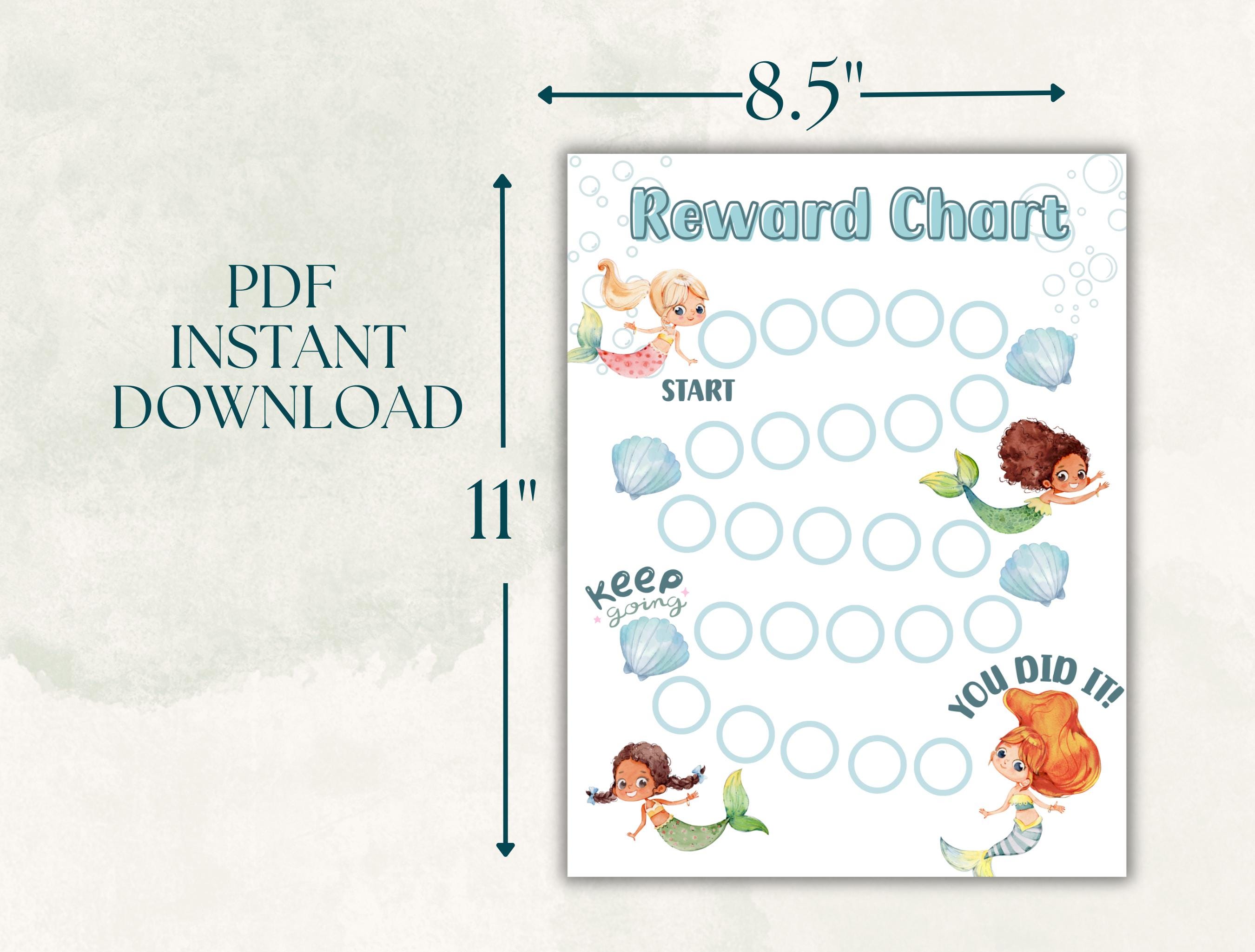 Mermaid Reward Chart for Kids, Printable Reward Chart, Behavior Chart ...
