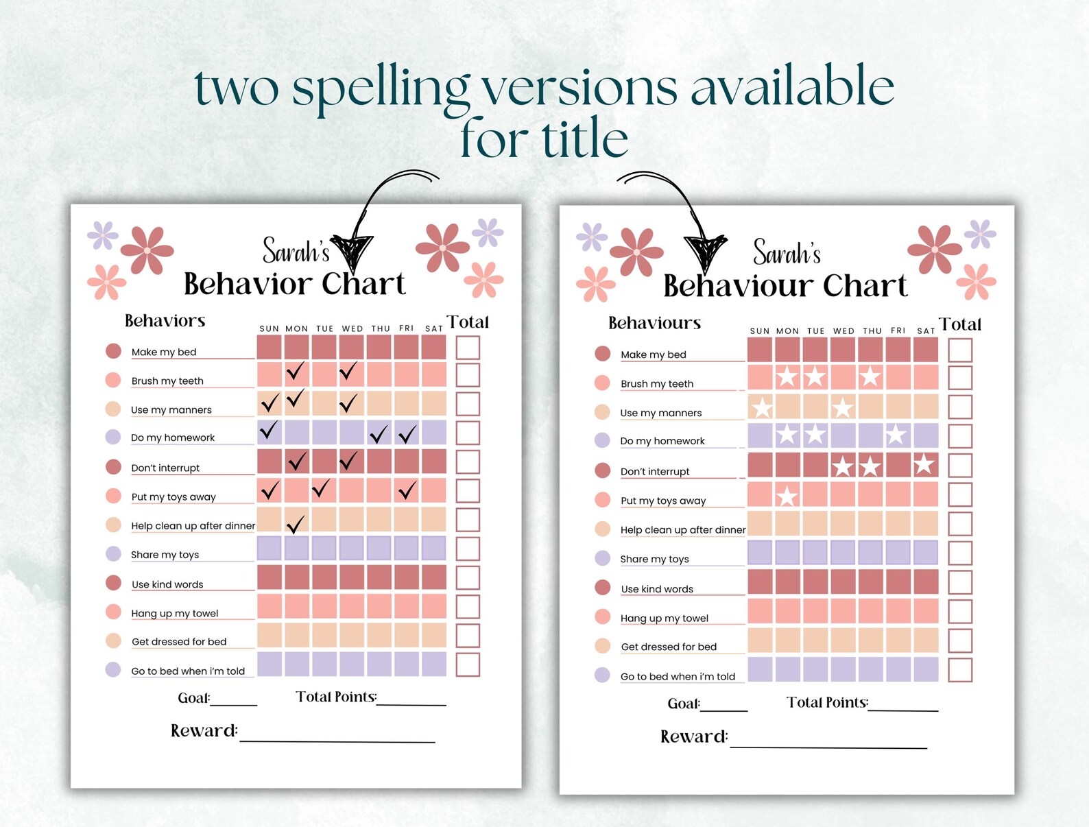 Behavior Chart for Kids, Printable Daily Behavior Chart, Good Behaviour ...