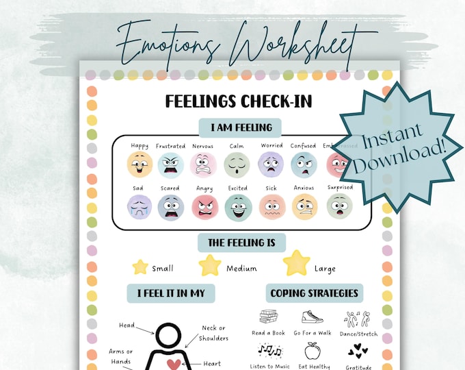 Editable Feelings and Emotions Check-in Chart - Etsy Canada