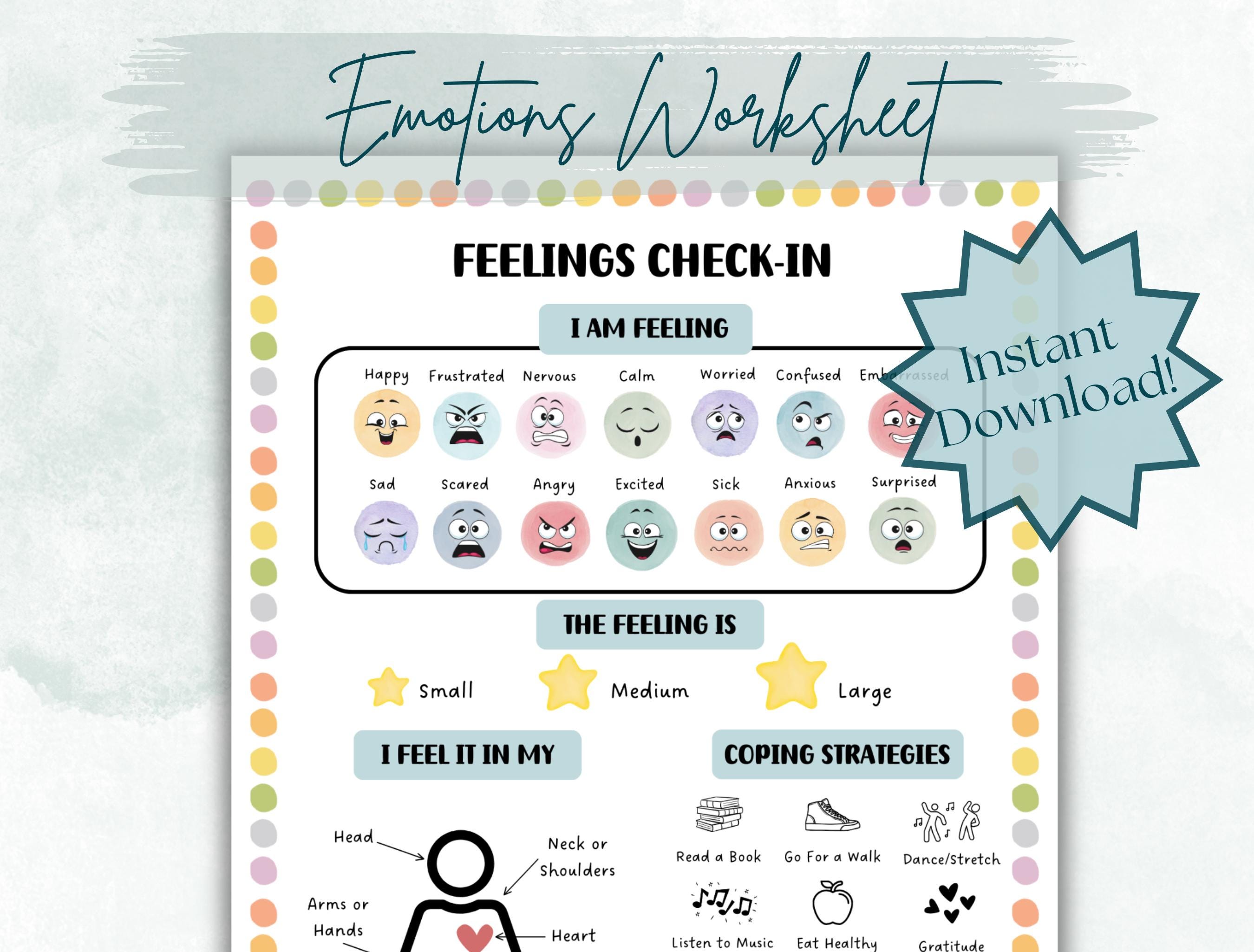 Emotions Check-in Worksheet, Feelings Check-in, Printable Emotions ...