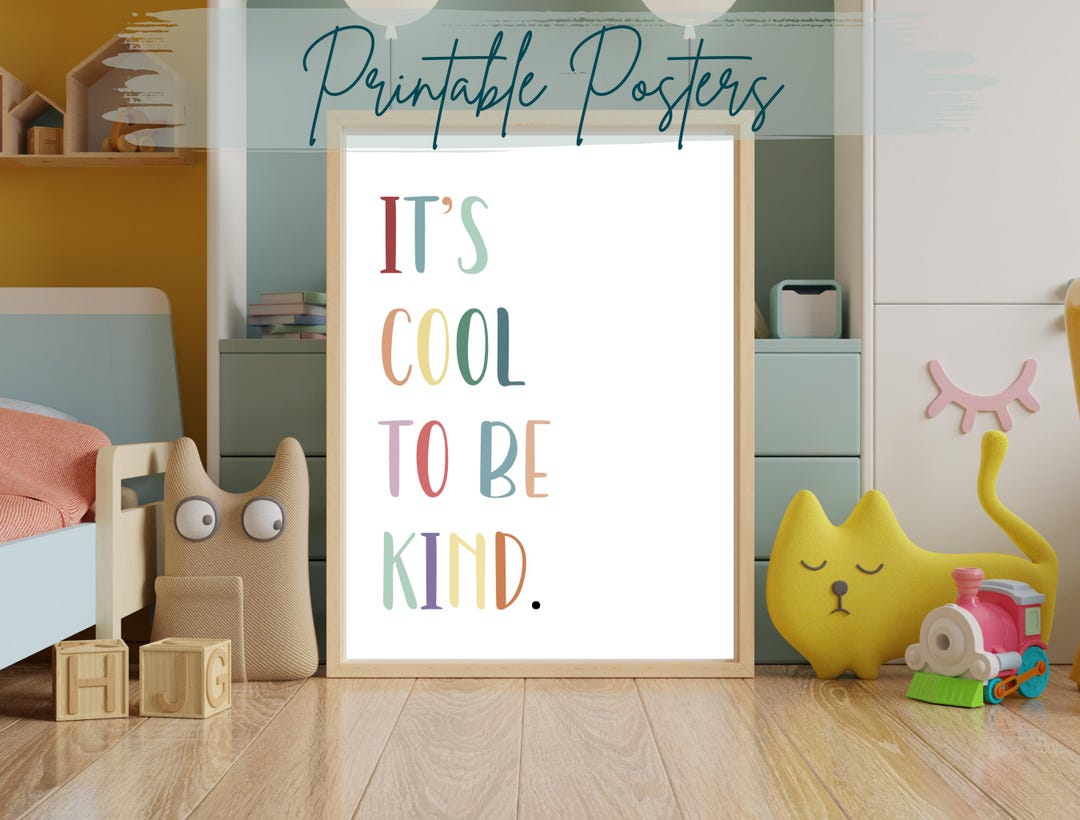 Cool to Be Kind Print, Printable Playroom Poster for Kids, Printable ...