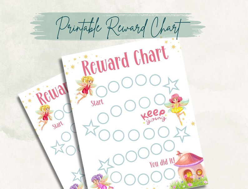 Fairy Reward Chart for Kids, Printable Reward Chart, You Can Do It ...