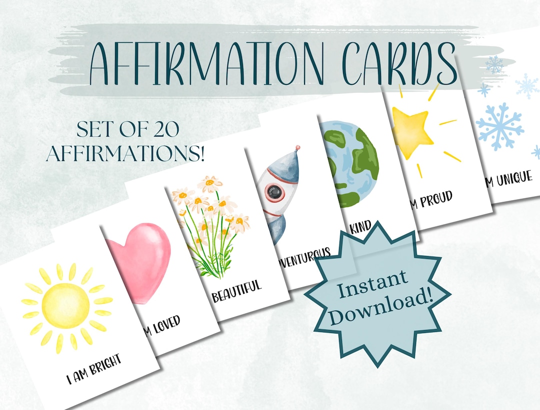 Kids Affirmation Cards, Calming Corner, Montessori (digital Download ...